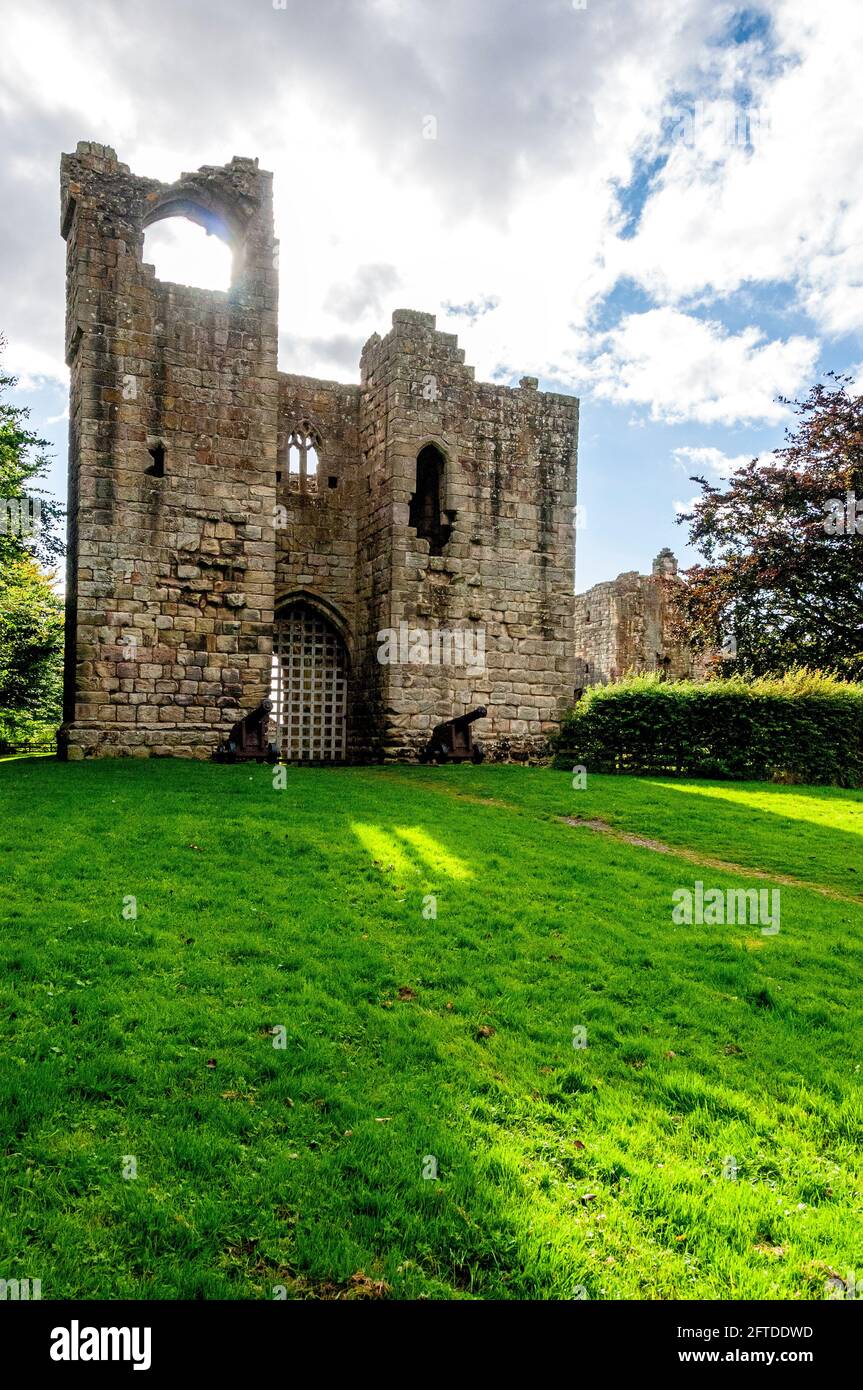 The ruins of the once formidable two-storey 14th century gatehouse of ...