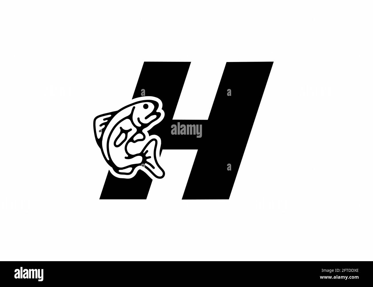 initial letter with fish in black color Stock Vector Image & Art - Alamy
