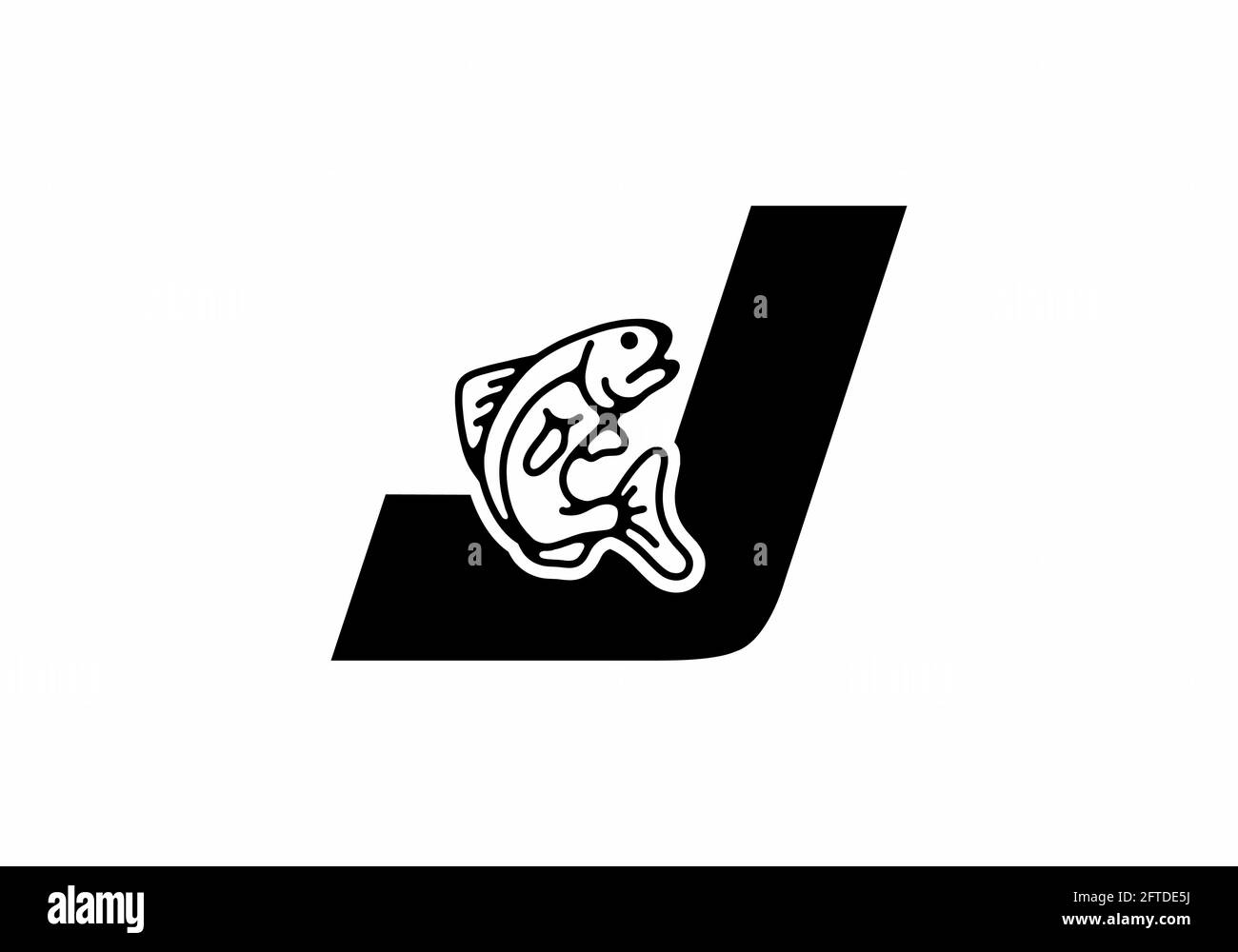initial letter with fish in black color Stock Vector Image & Art - Alamy
