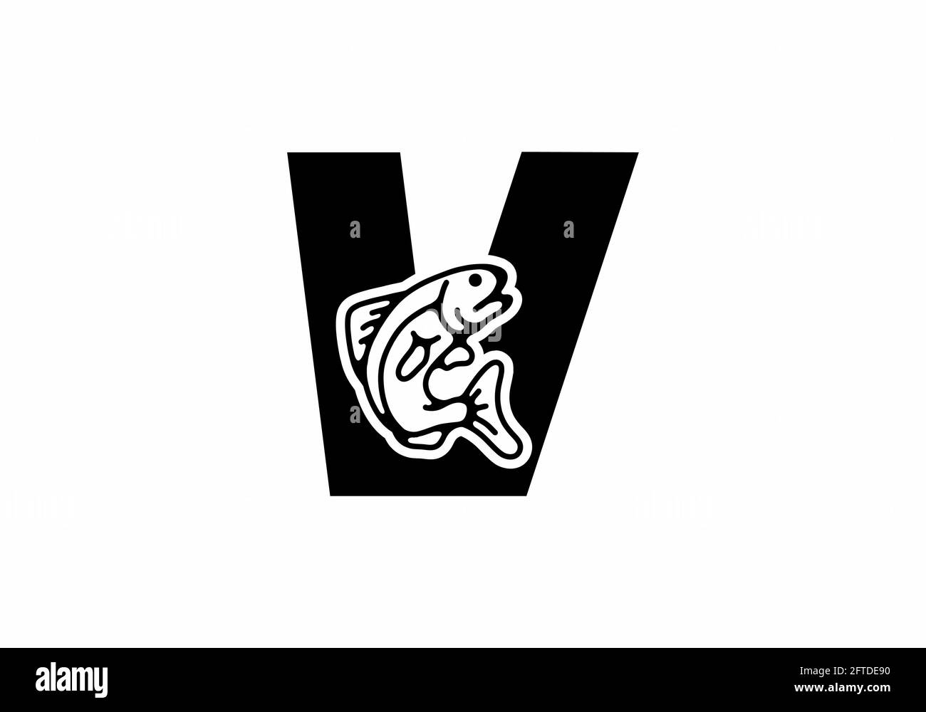 V initial letter with fish design Stock Vector Image & Art - Alamy