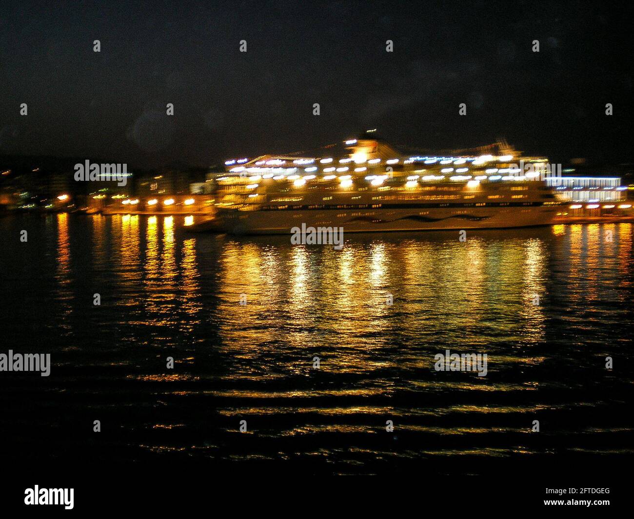 Ferry-boat sailing at night, Crete, Greece Stock Photo - Alamy