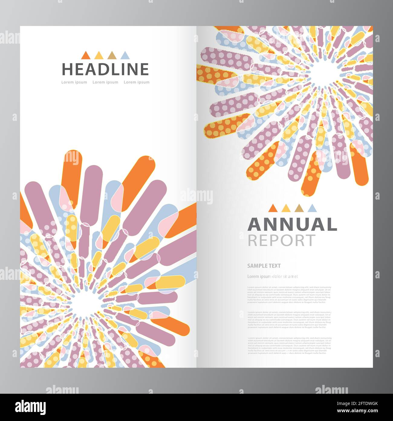 Annual colorful business report template design layout Stock Vector ...