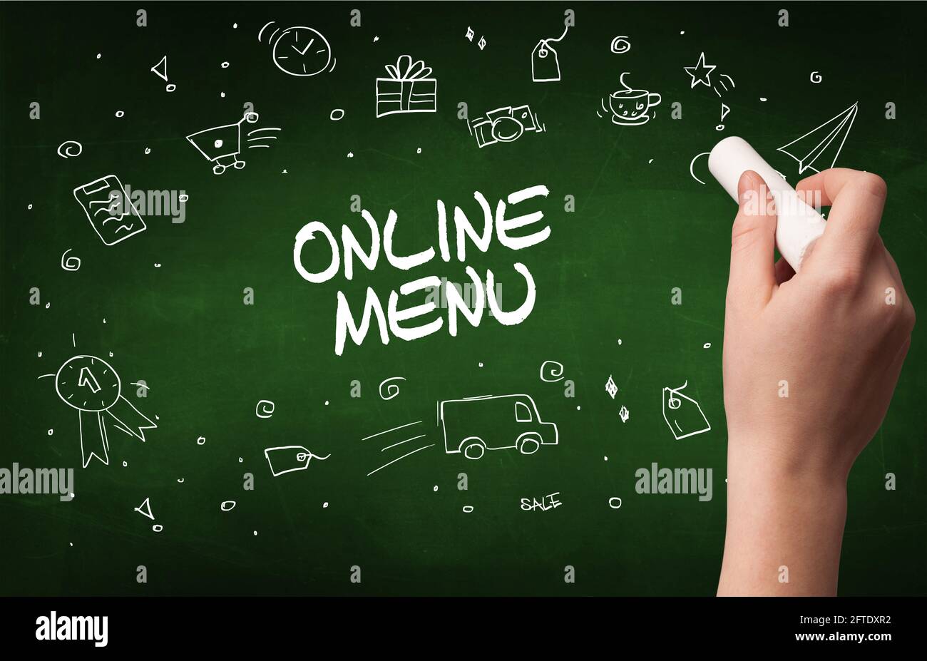 Hand drawing online shopping concept Stock Photo - Alamy