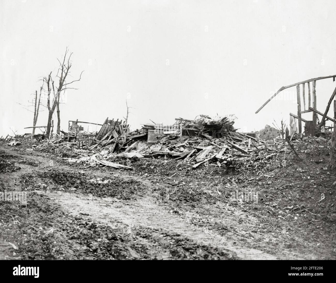 World War One, WWI, Western Front - View of destroyed Main Street in ...