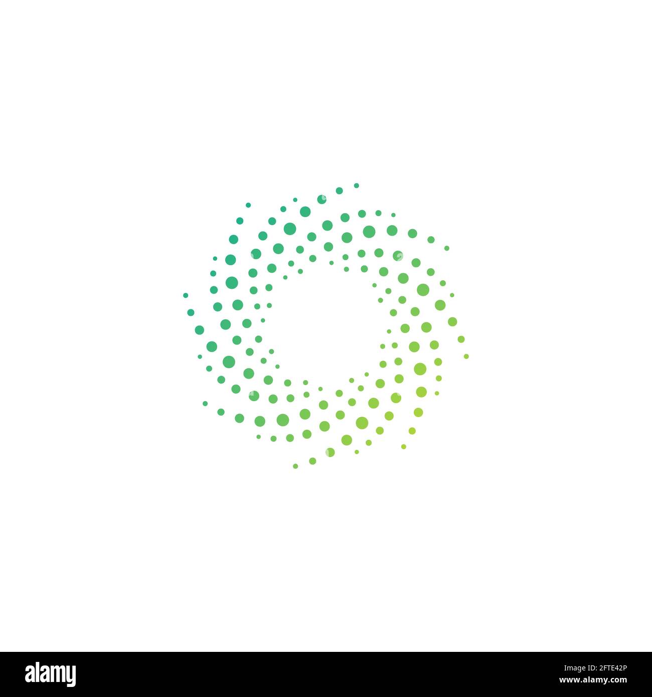 Green energy round logo isolated on white. Circles and dotes abstract ...