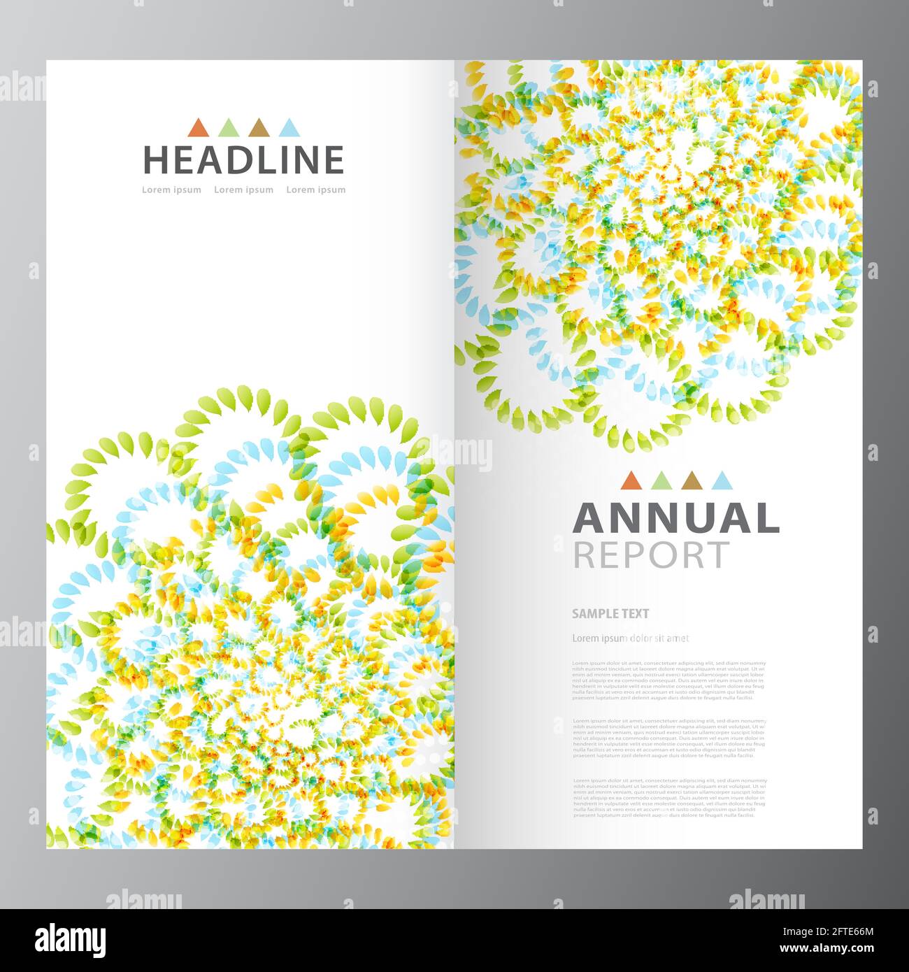 Annual colorful business report template design layout Stock Vector ...