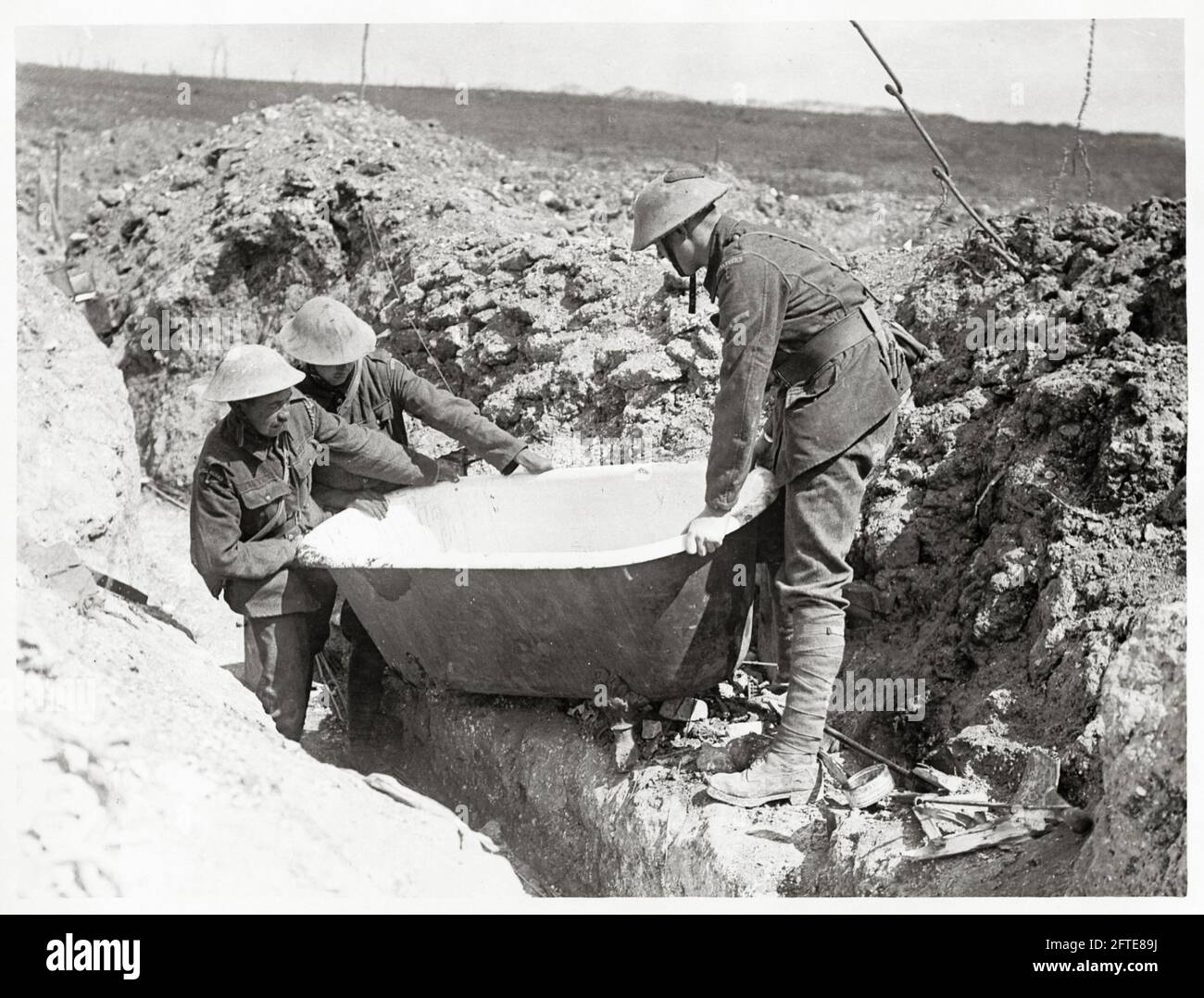 World War One, WWI, Western Front - A bath from a German dugout, France ...