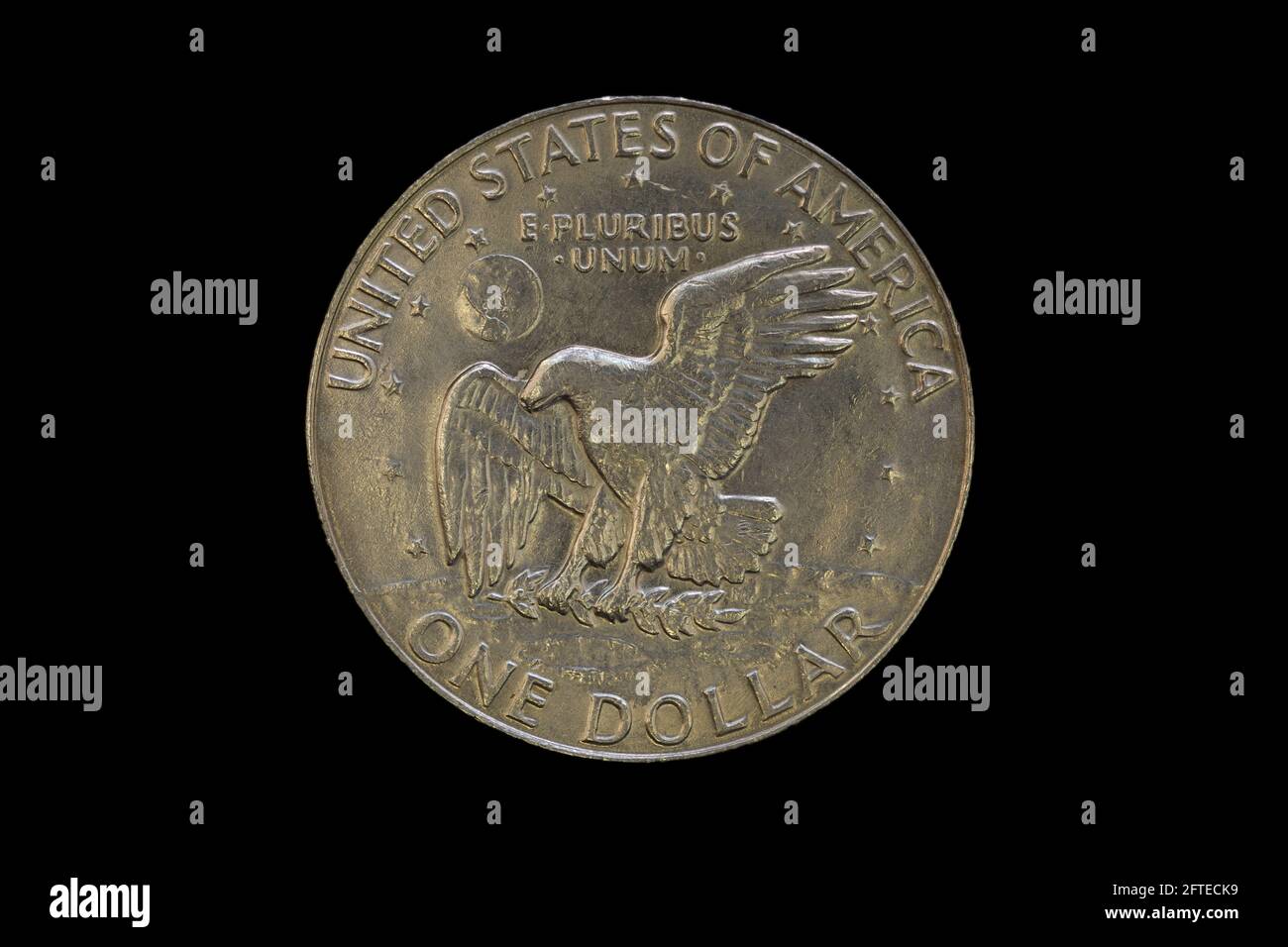 Reverse of the one dollar USA coin issued in 1978, isolated on the ...