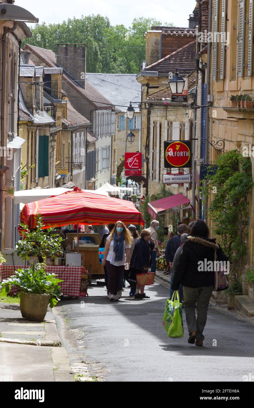 Small French street in Excideuil, France Stock Photo - Alamy