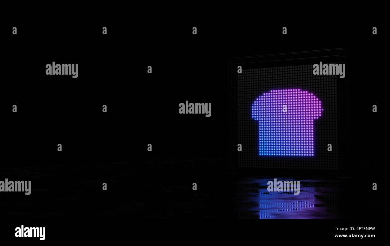3d rendering light wall with blue violet spots shaped as symbol of ...