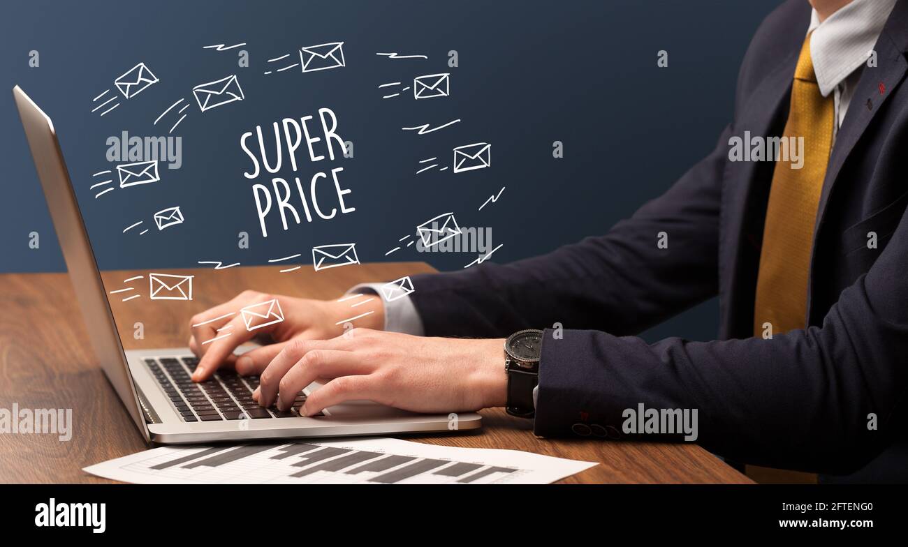 Businessman working on laptop, e-commerce concept Stock Photo - Alamy