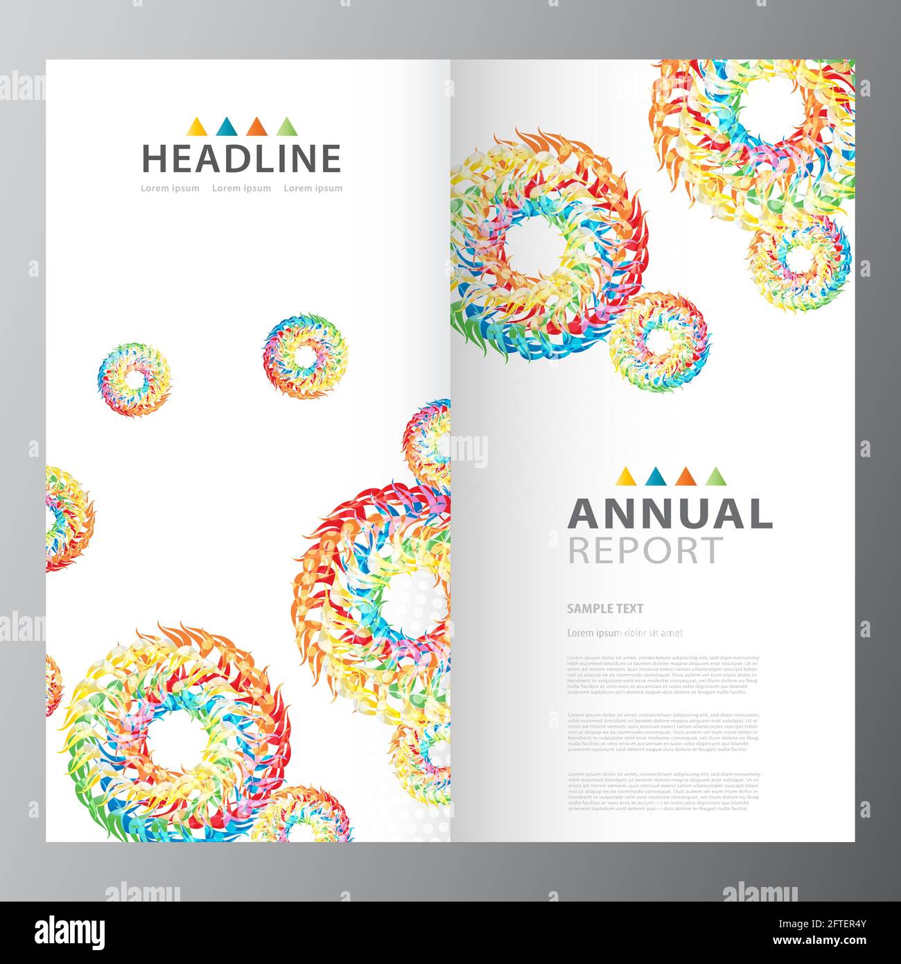 Annual colorful business report template design layout Stock Vector ...