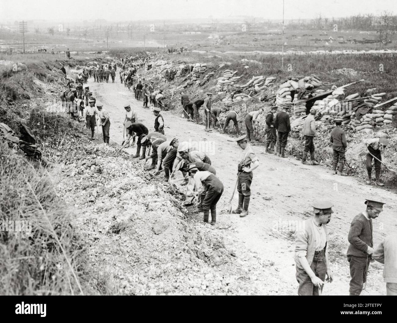 World War One, WWI, Western Front - Labour Battalion making road over ...