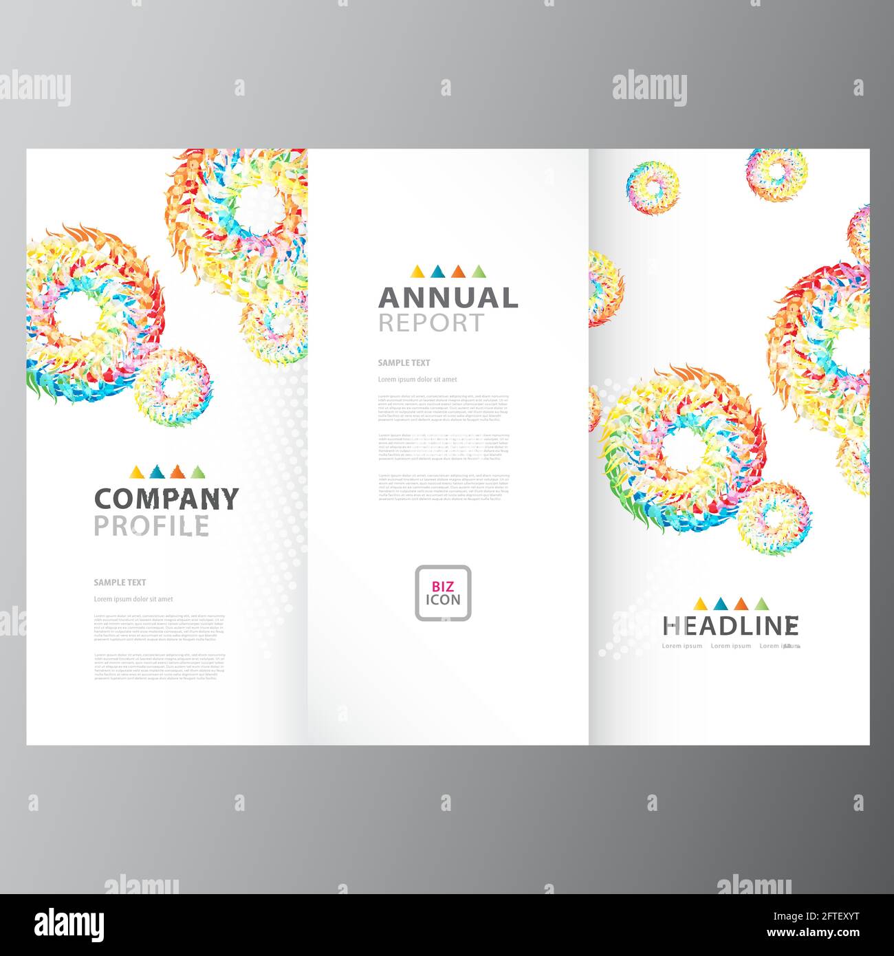 Annual colorful business report template design layout Stock Vector ...