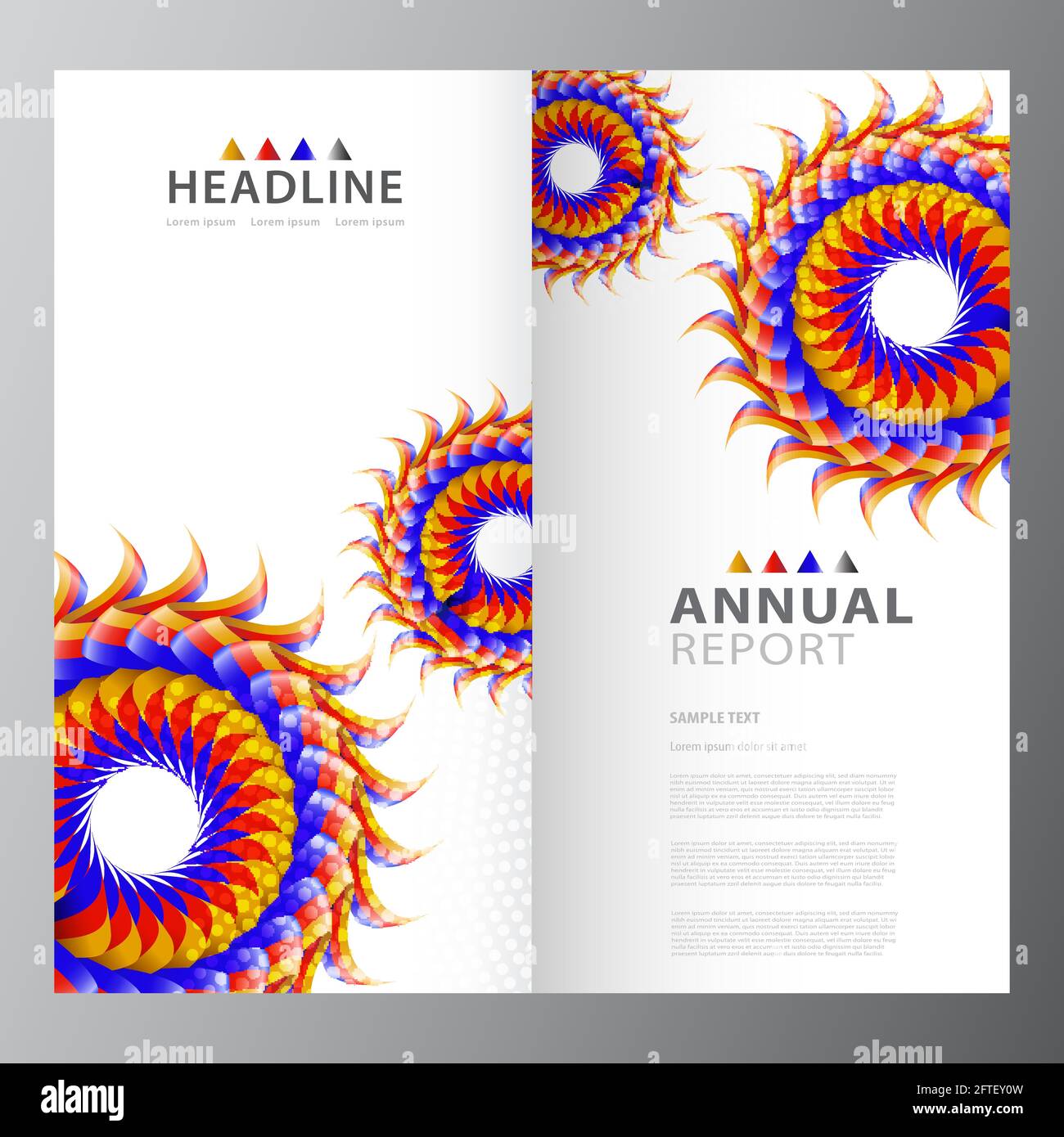 Annual colorful business report template design layout Stock Vector ...