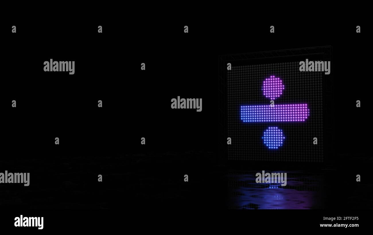 3d rendering light wall with blue violet spots shaped as symbol of ...