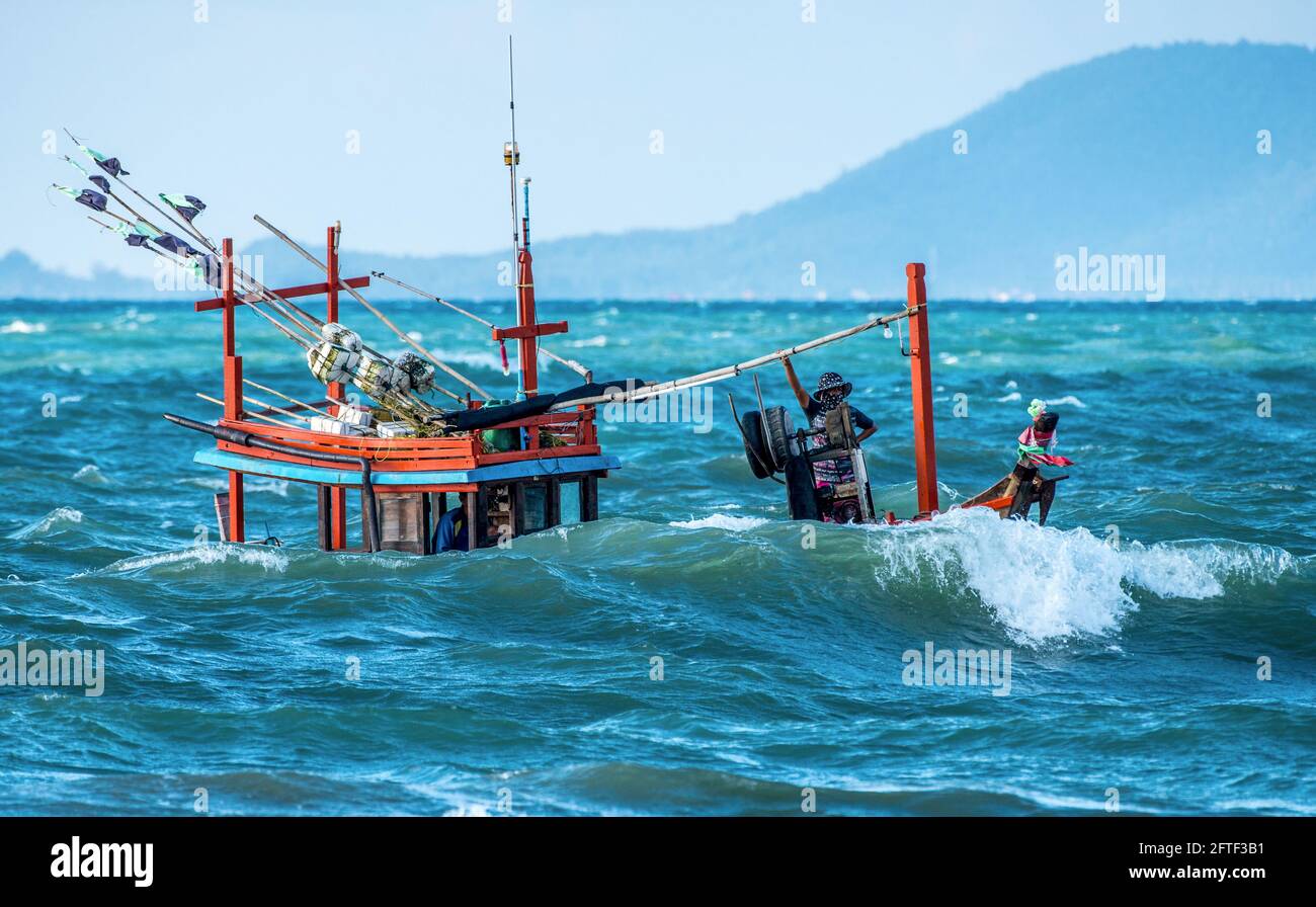 Waves And Large Fishing Boats