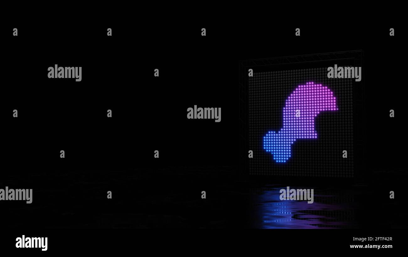 3d rendering light wall with blue violet spots shaped as symbol of ...