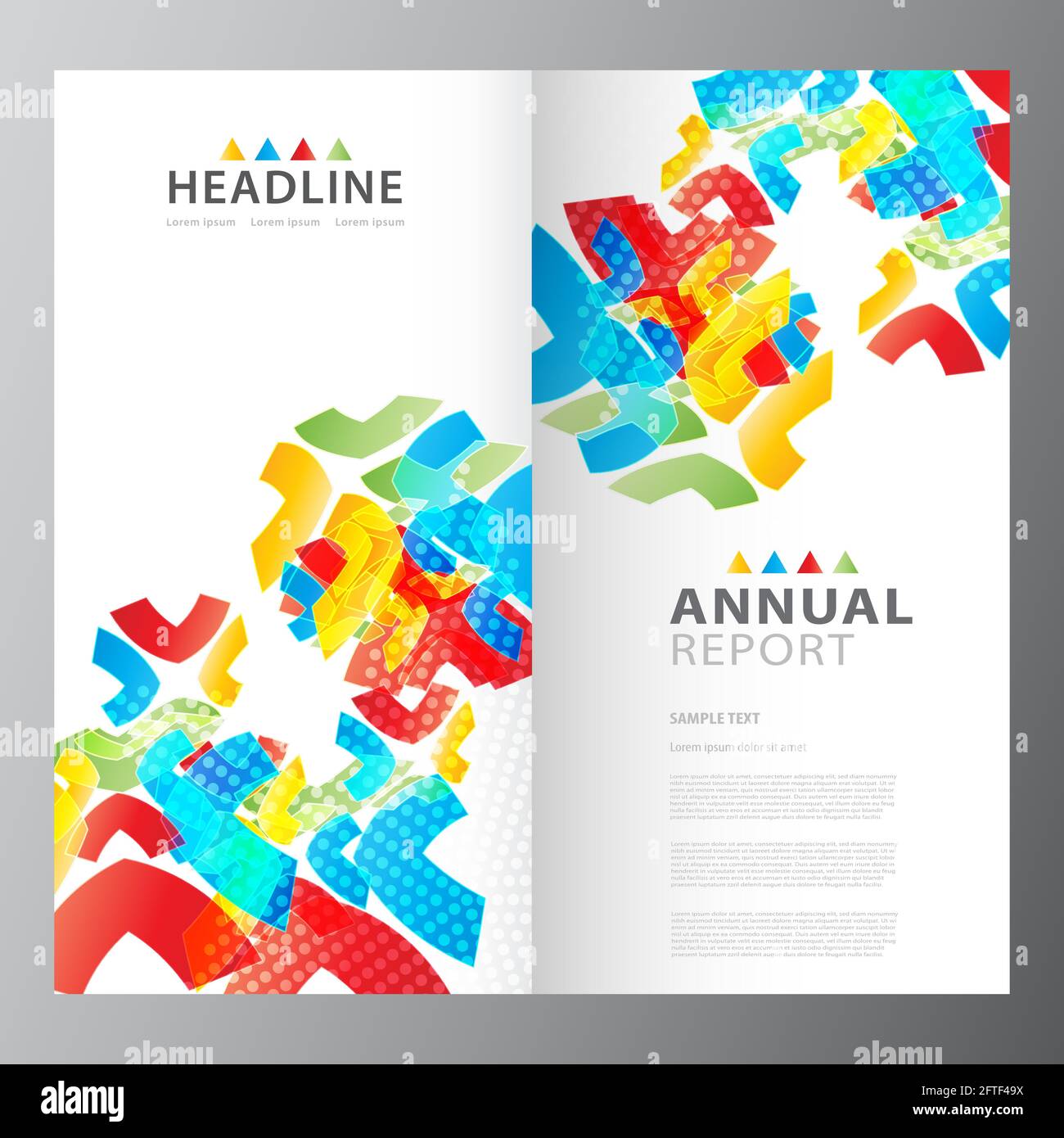 Annual colorful business report template design layout Stock Vector ...