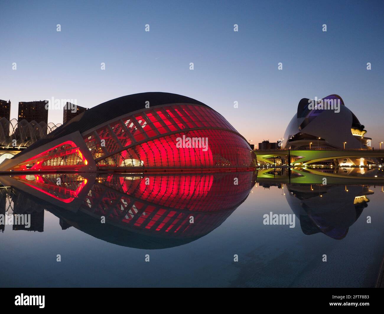 Valencia, Valencian Community, Spain. December 2016. Night image of the ...