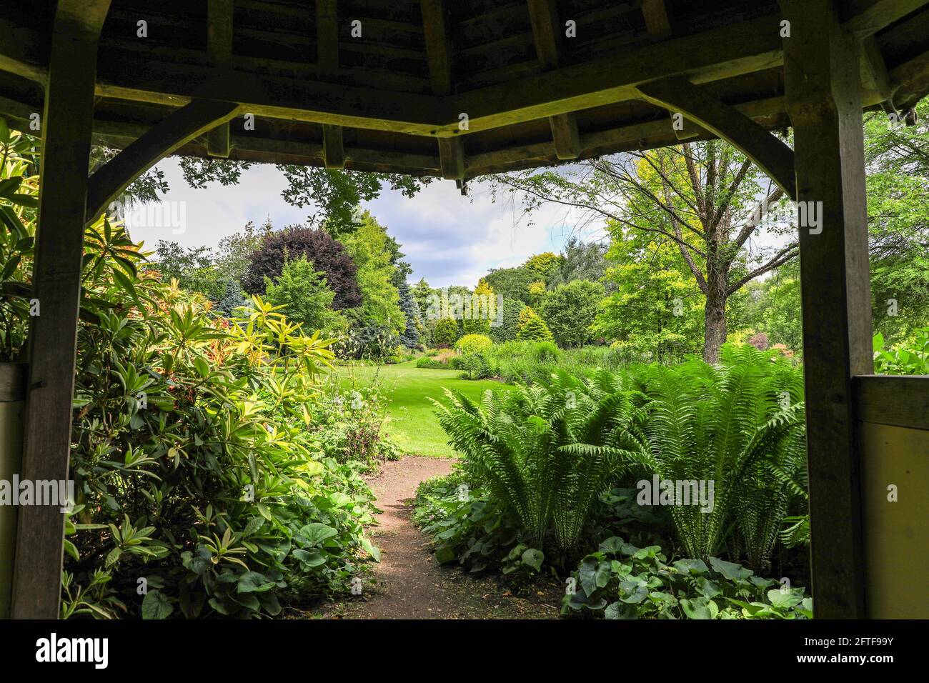 A view from out of the Summer House at Bressingham Gardens, a steam ...