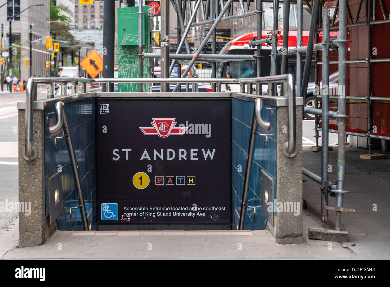 The entrance to Saint Andrew's Subway Station (Line 2) of the Toronto ...