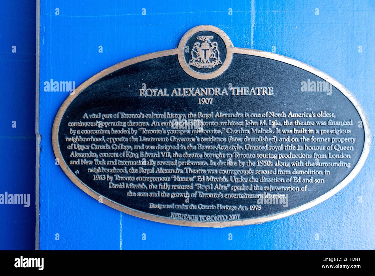 The Royal Alexandra Theatre exterior view. The building has the Ontario ...