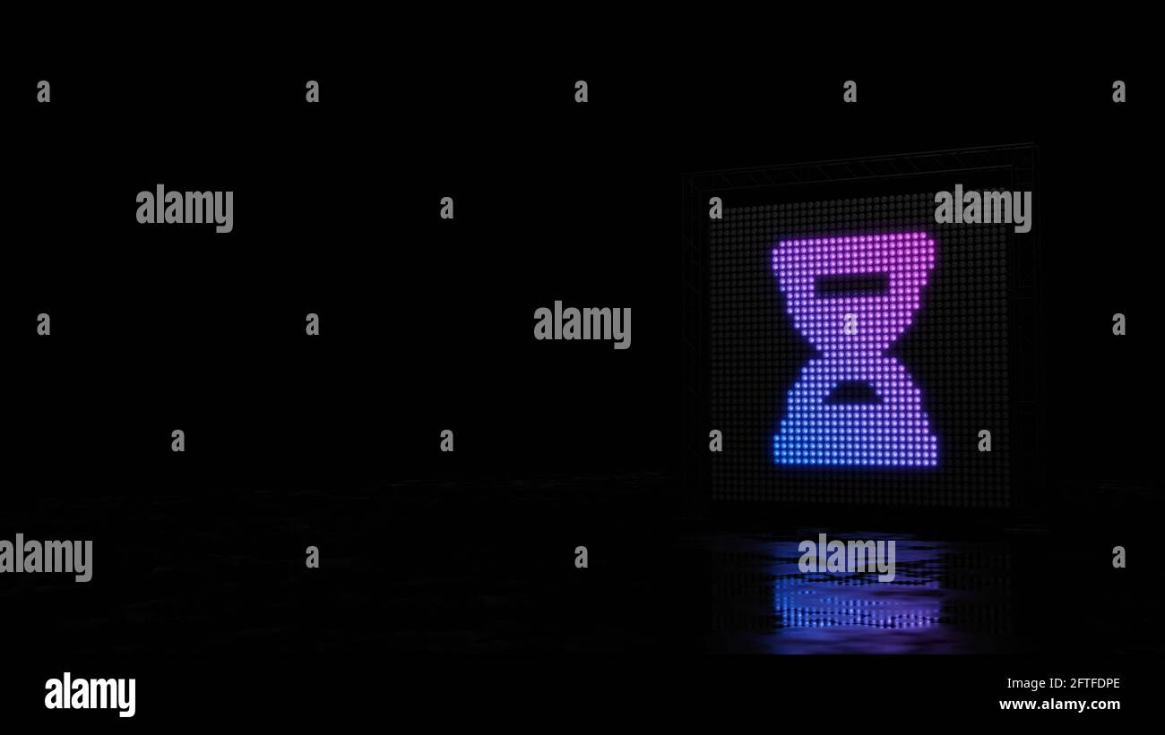 3d rendering light wall with blue violet spots shaped as symbol of ...