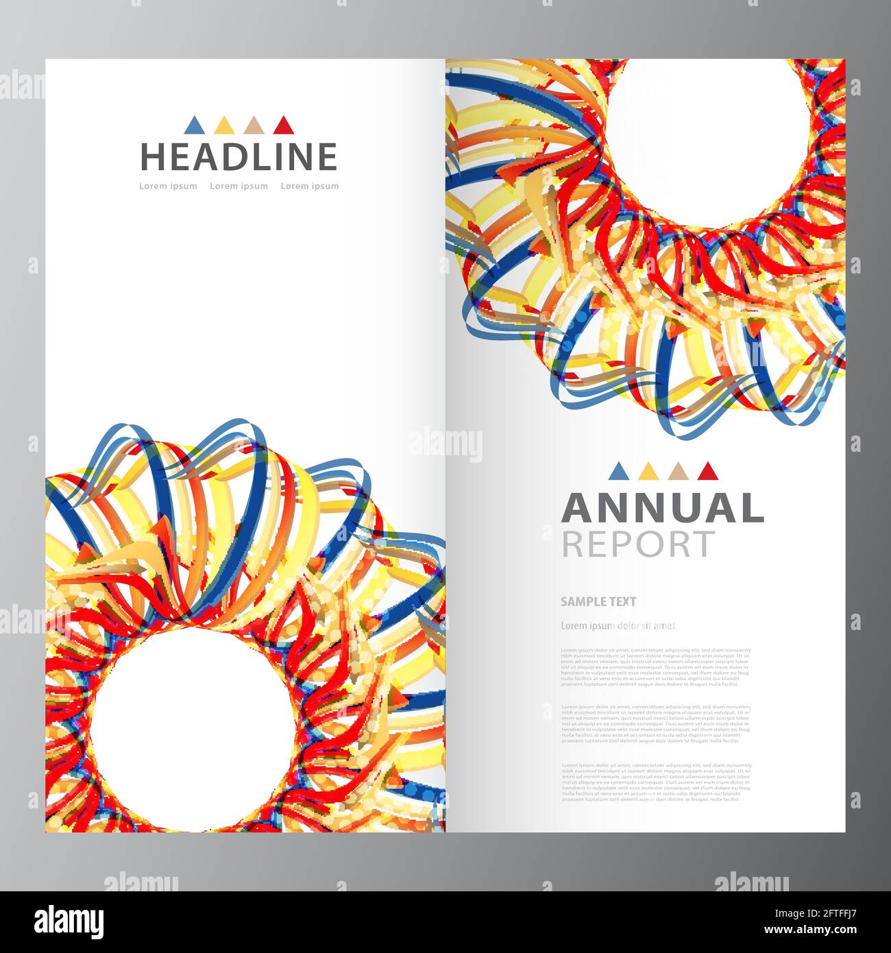 Annual colorful business report template design layout Stock Vector ...
