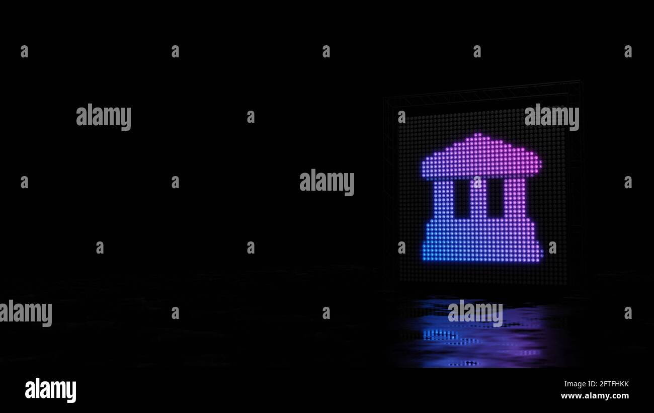 3d rendering light wall with blue violet spots shaped as symbol of ...