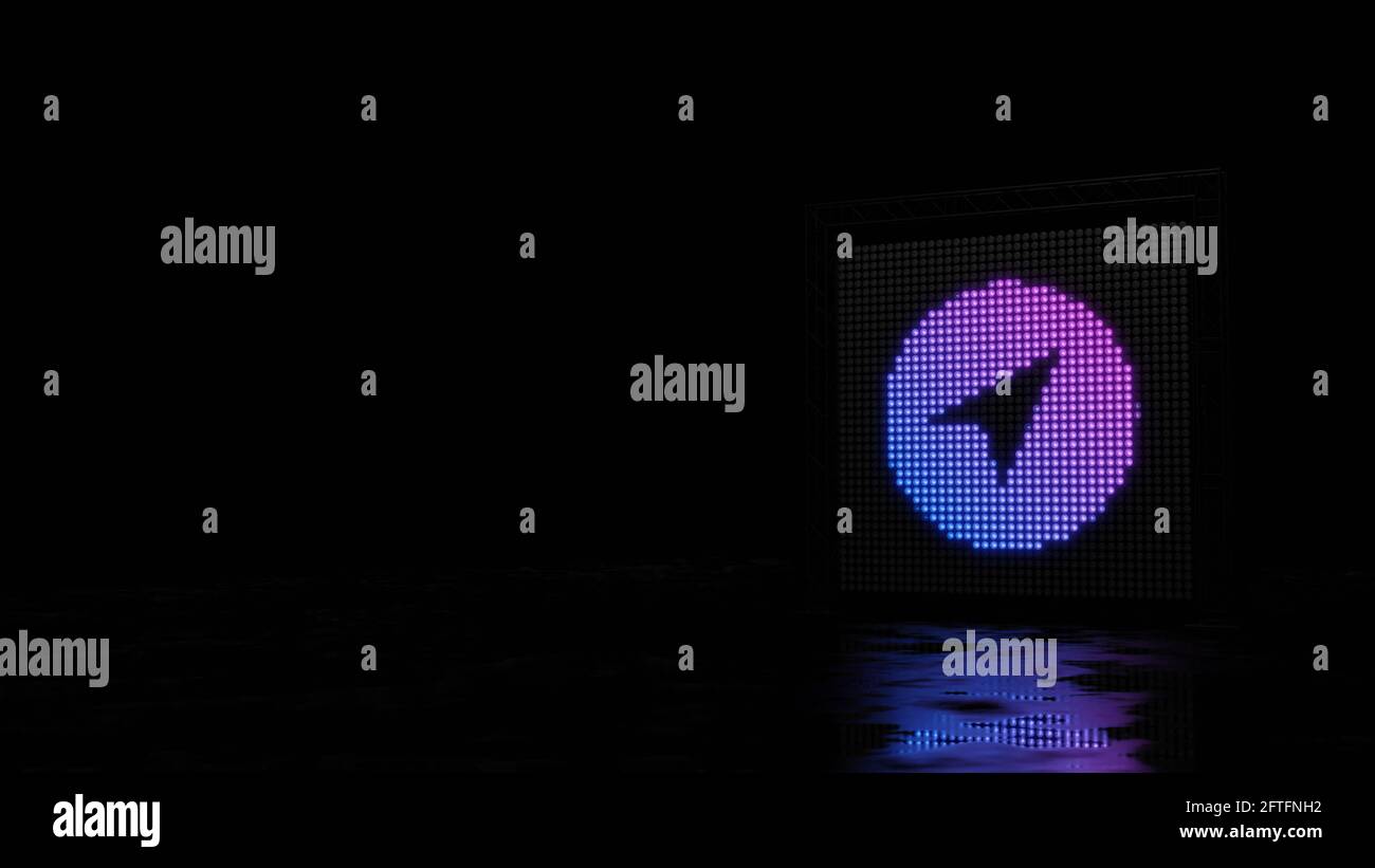 3d rendering light wall with blue violet spots shaped as symbol of ...