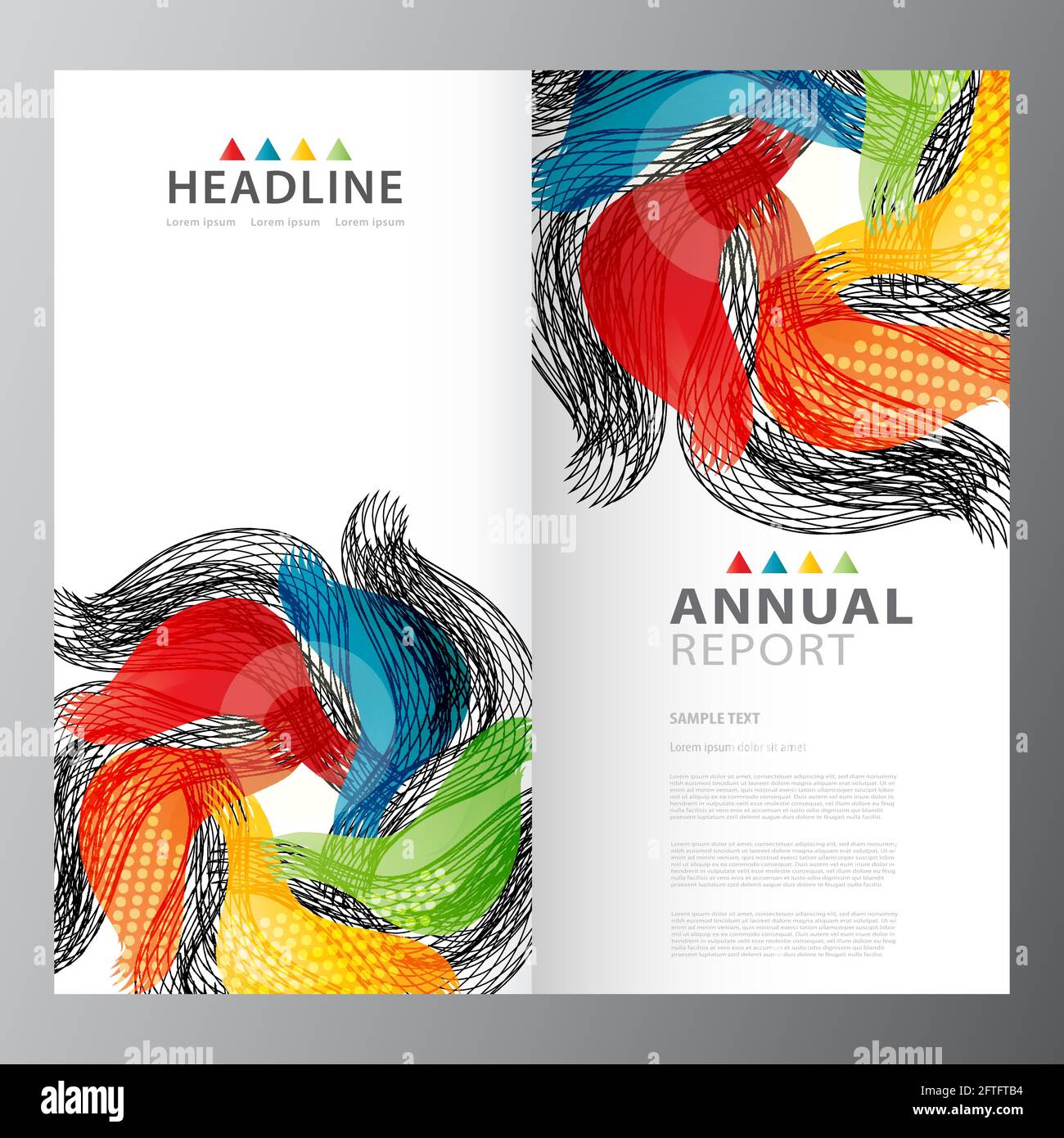Annual colorful business report template design layout Stock Vector ...