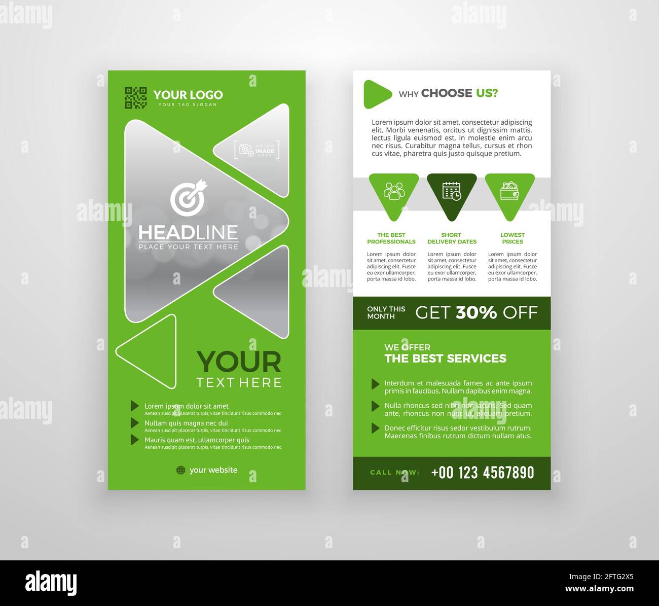 Double-sided DL flyer design. Brochure or flyer template. Layout with ...