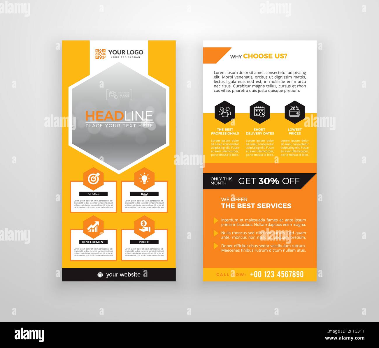 Double-sided DL flyer design. Brochure or flyer template. Layout with ...