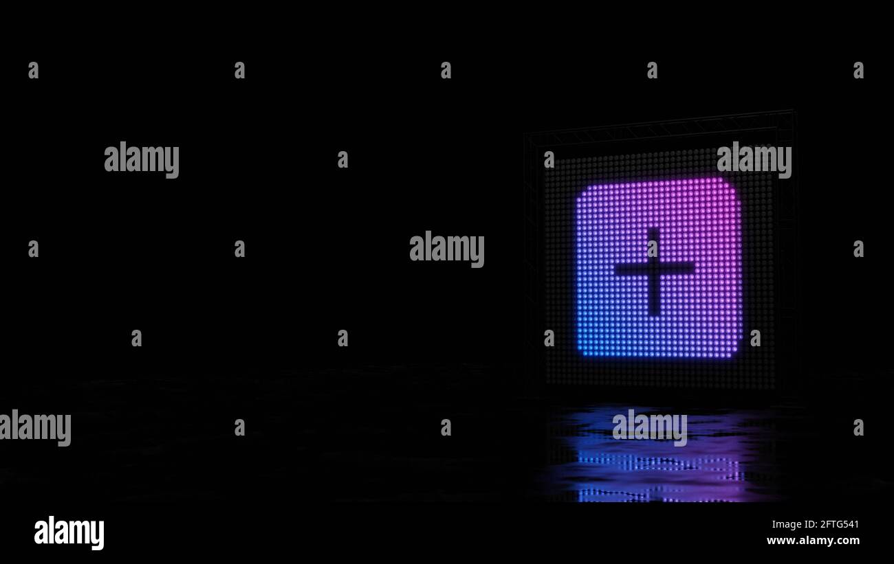 3d rendering light wall with blue violet spots shaped as symbol of ...