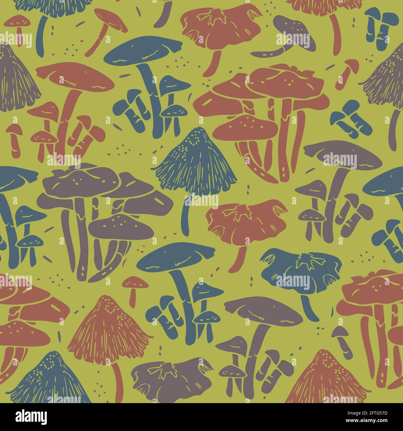 Seamless pattern with mushrooms hi-res stock photography and images - Alamy