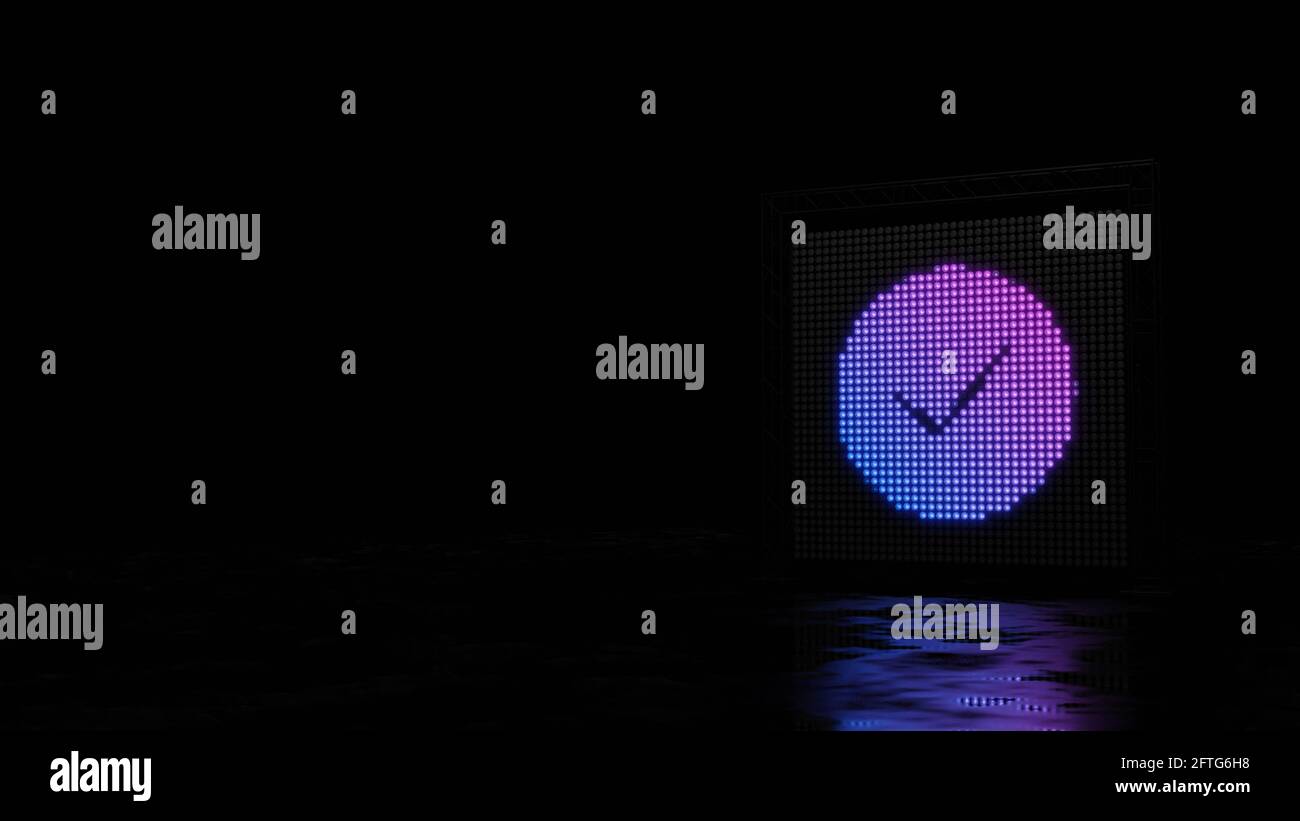 3d rendering light wall with blue violet spots shaped as symbol of ...