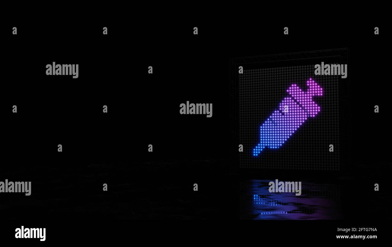 3d rendering light wall with blue violet spots shaped as symbol of ...