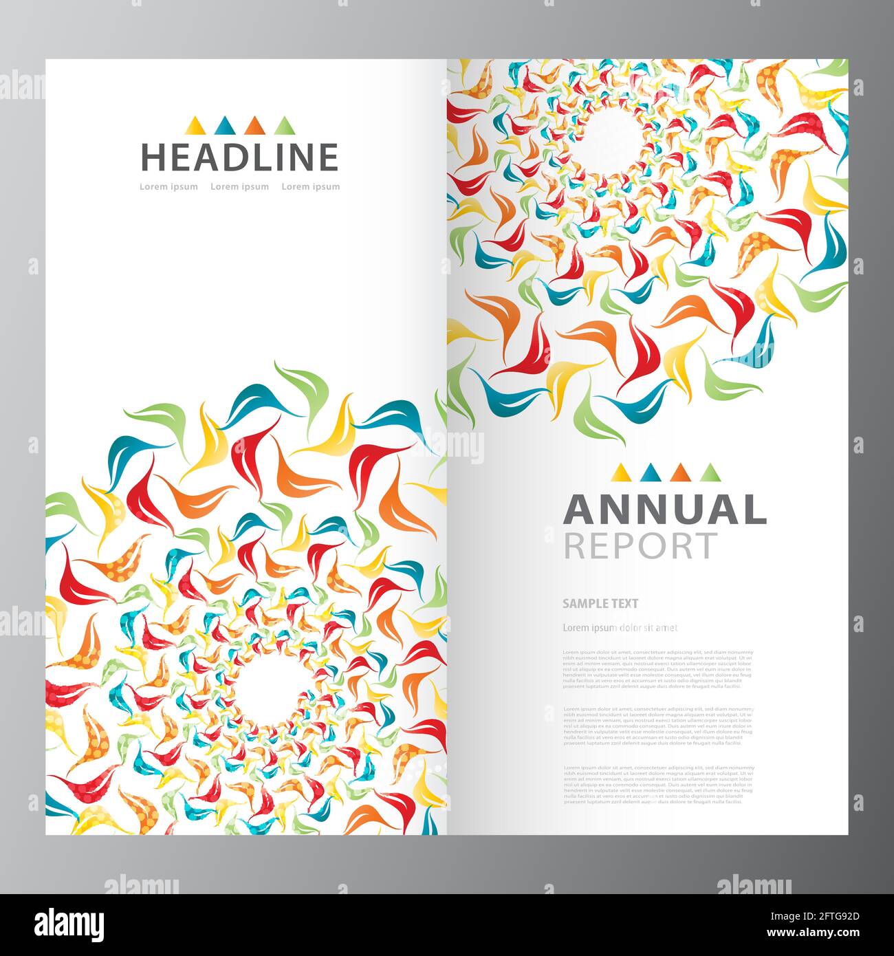 Annual colorful business report template design layout Stock Vector ...