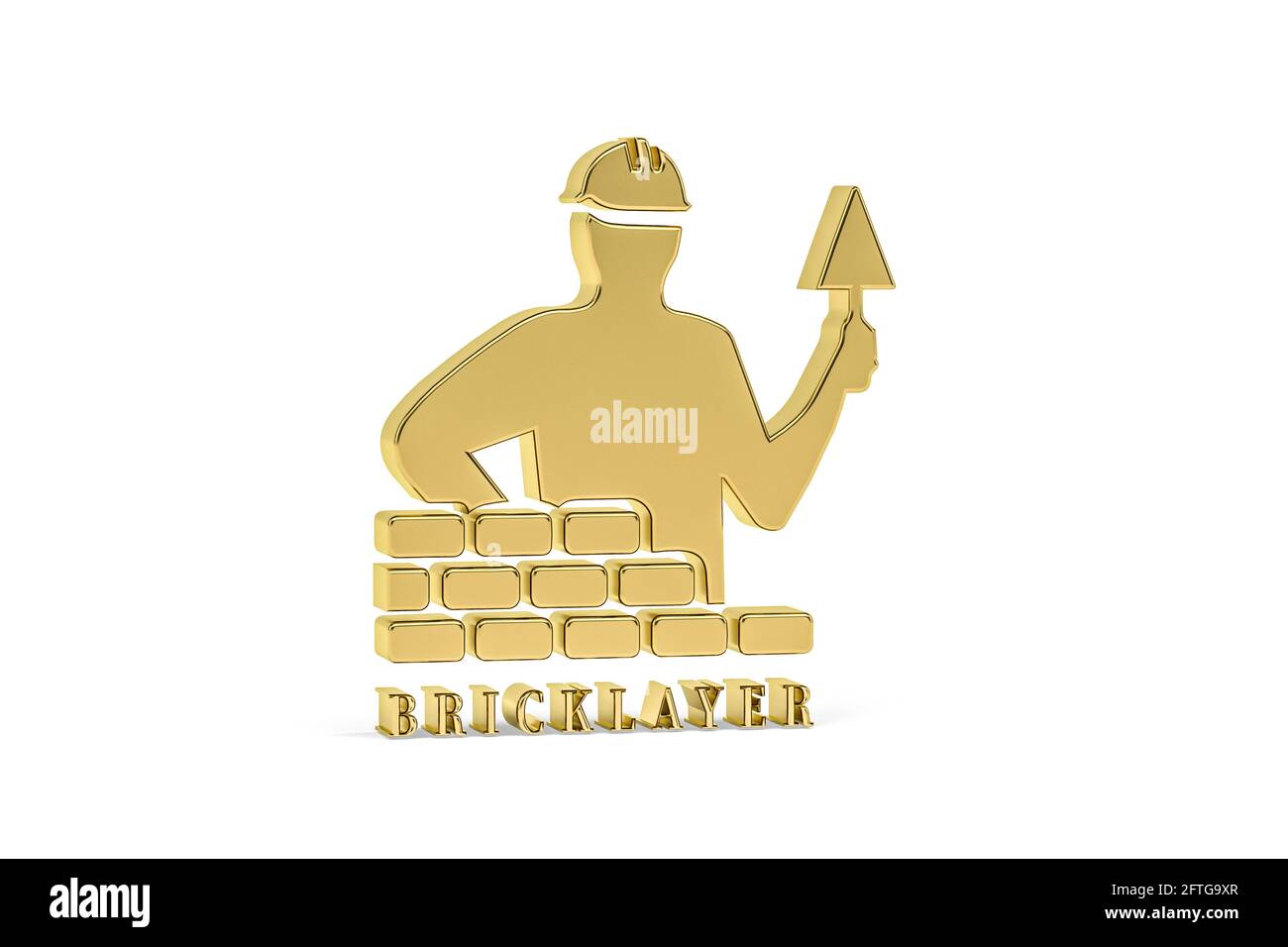 Golden 3d bricklaying icon isolated on white background - 3d render ...