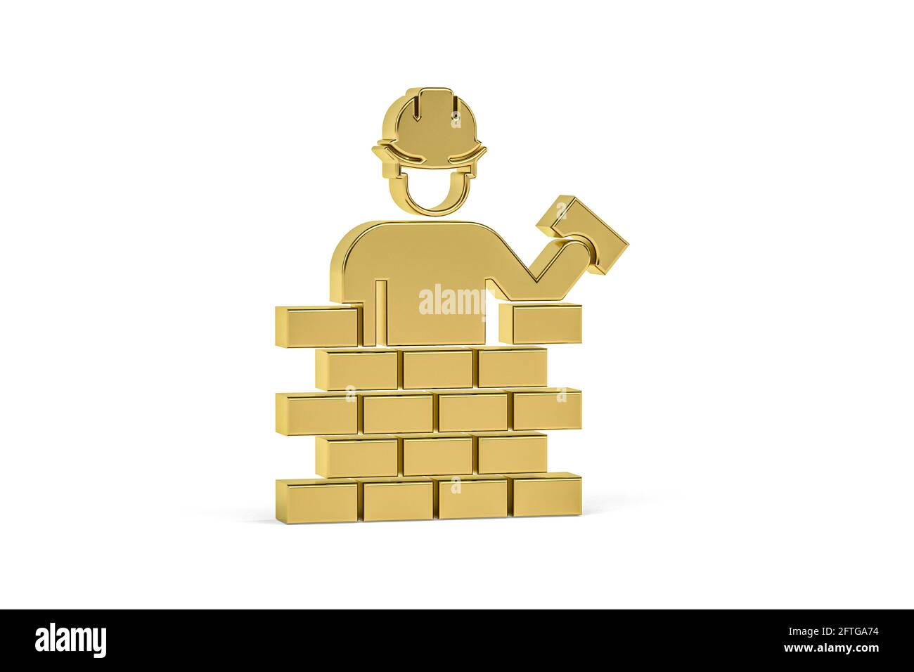 Golden 3d bricklaying icon isolated on white background - 3d render ...