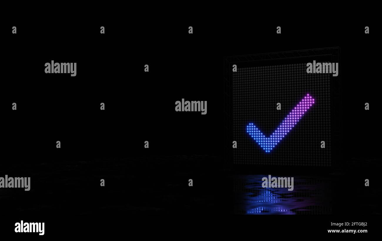 3d rendering light wall with blue violet spots shaped as symbol of ...