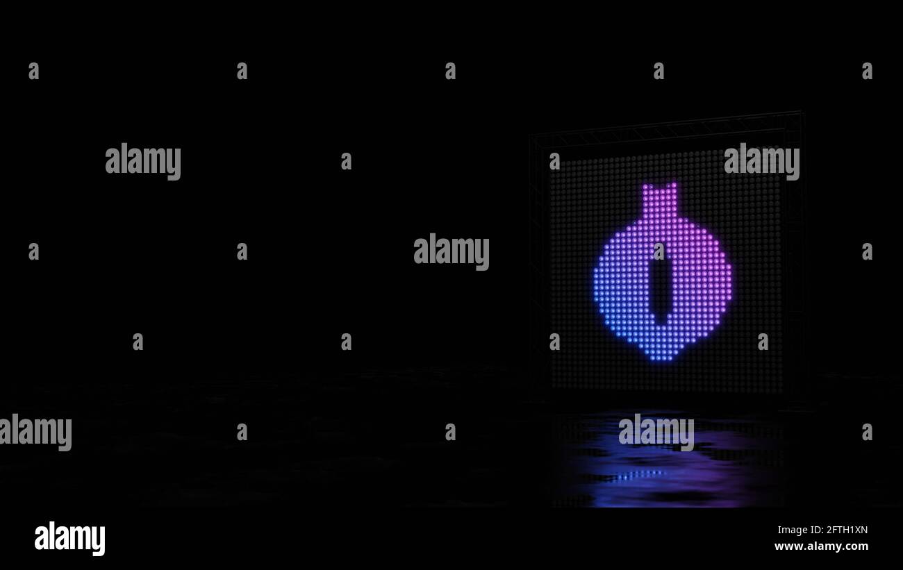 3d rendering light wall with blue violet spots shaped as symbol of ...