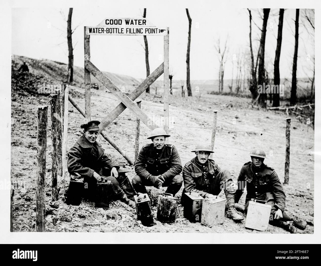 World War One, WWI, Western Front - Troops show their water cans filled ...