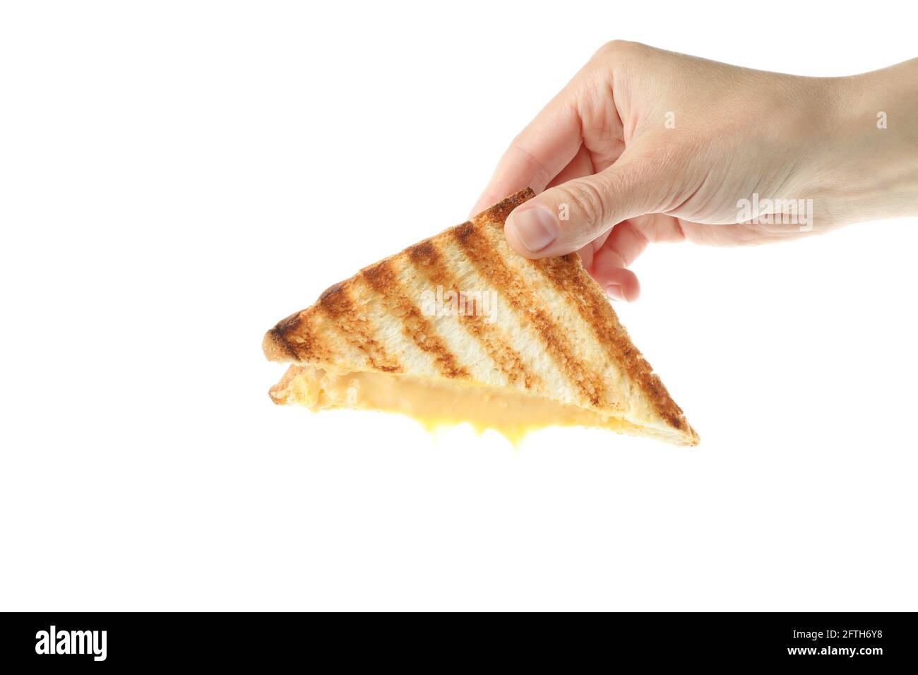 Female hand hold grilled sandwich, isolated on white background Stock ...
