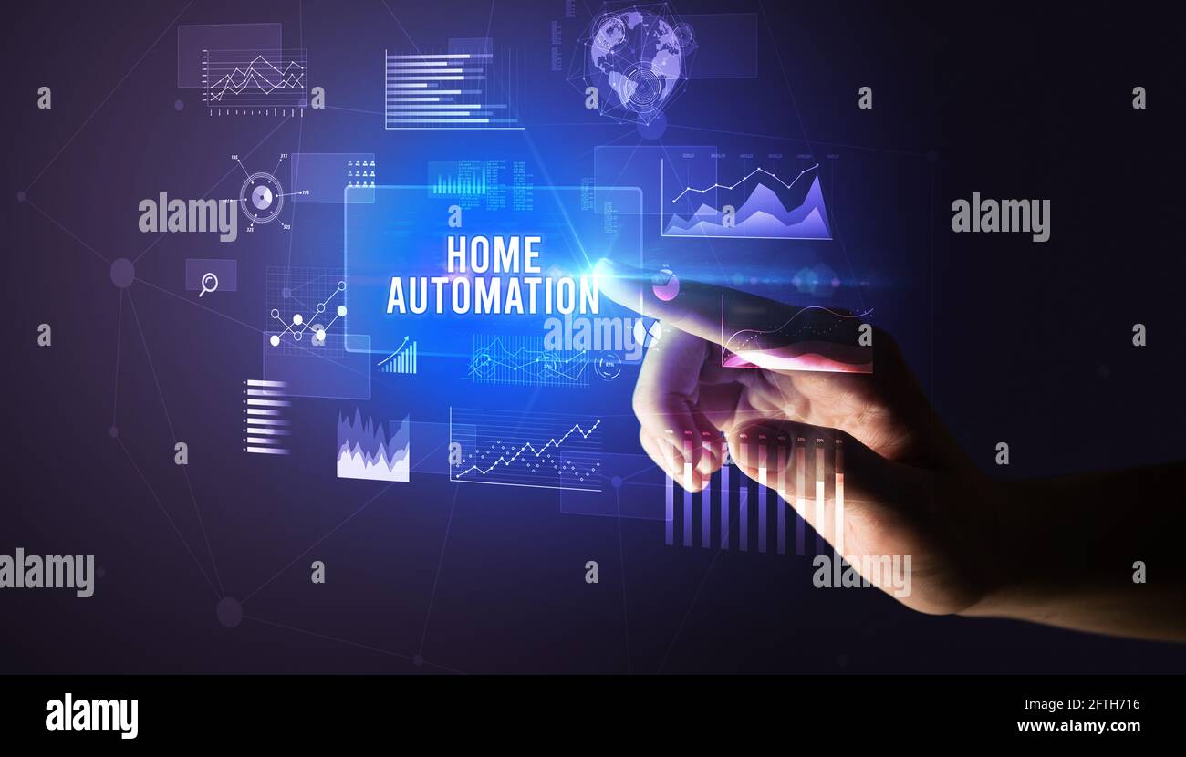 hand touching digital button, modern technology concept Stock Photo - Alamy