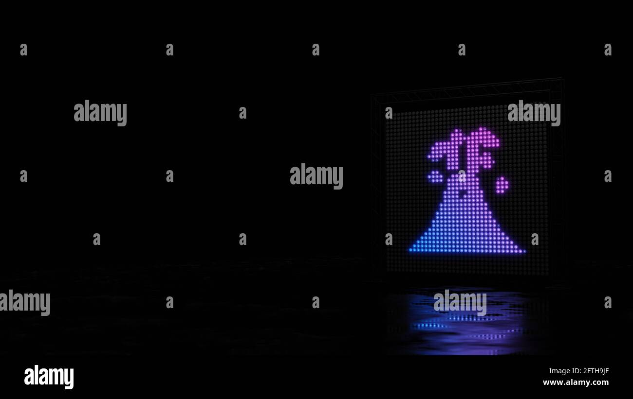 3d rendering light wall with blue violet spots shaped as symbol of ...