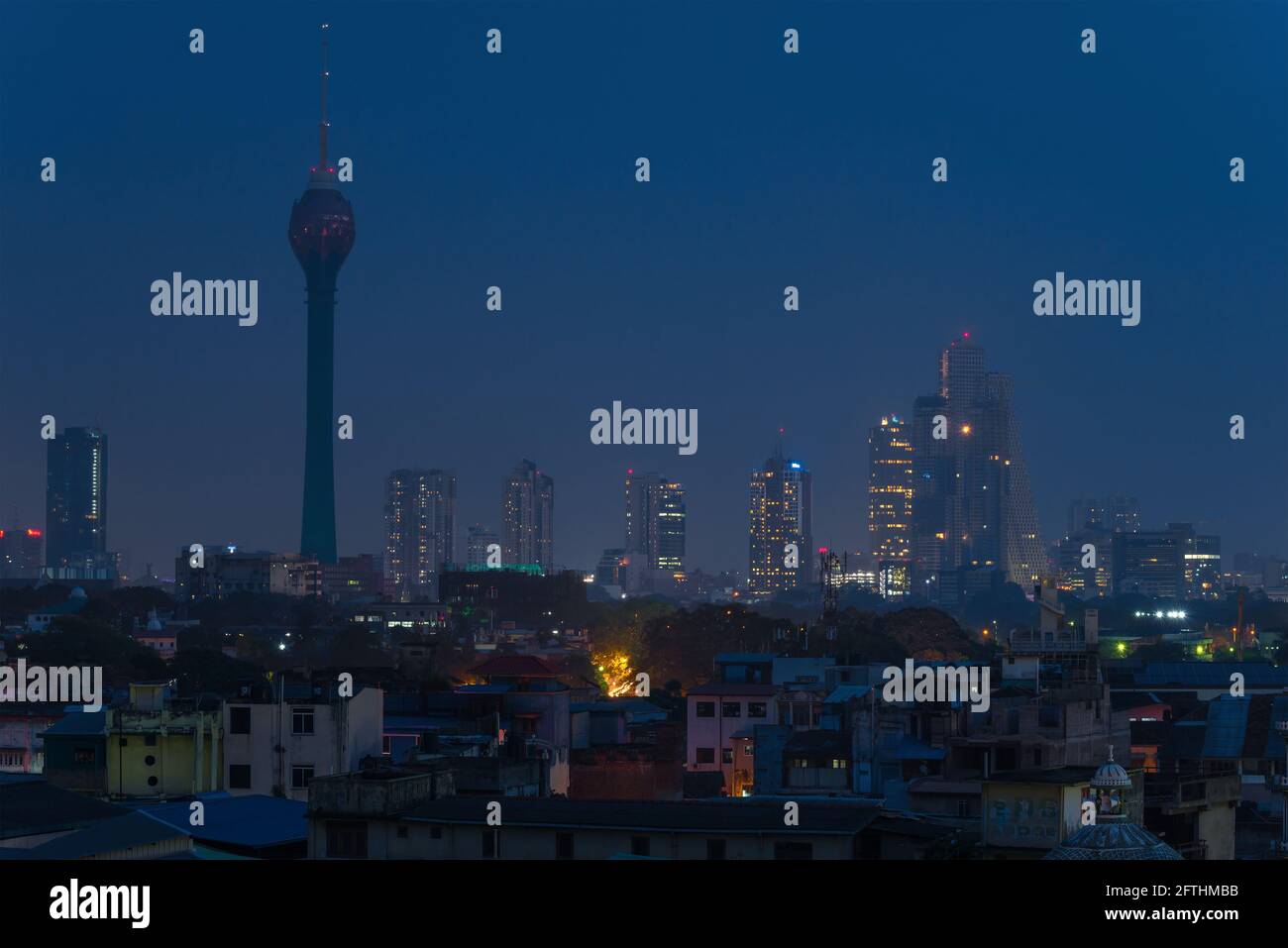 COLOMBO, SRI LANKA - FEBRUARY 22, 2020: Lotus TV Tower in the night ...
