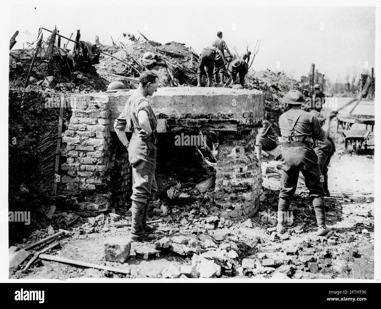 World War One, WWI, Western Front - Troops at work breaking down a ...