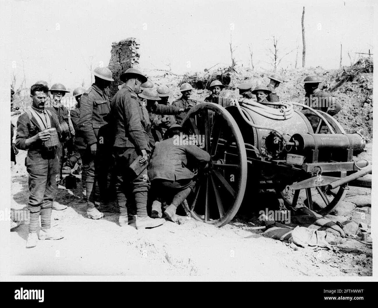 World War One, WWI, Western Front - Some troops get water from a water ...